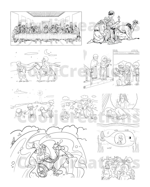 Biblical Clipart Bible Scene Images Bible Collage Black & | Etsy