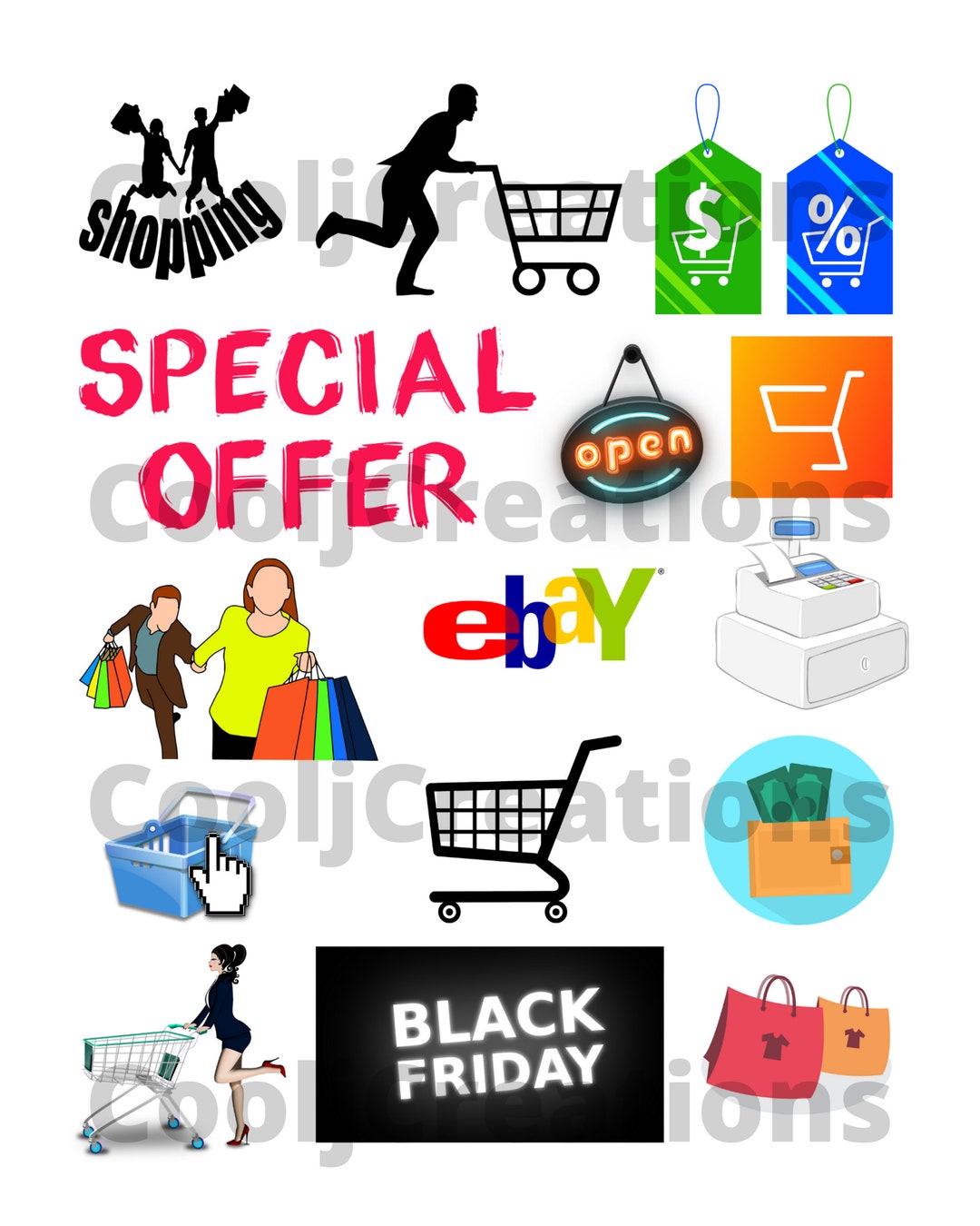Shopping Clipart, Shopping Collage, Shopping Icons, Shopping Images and ...