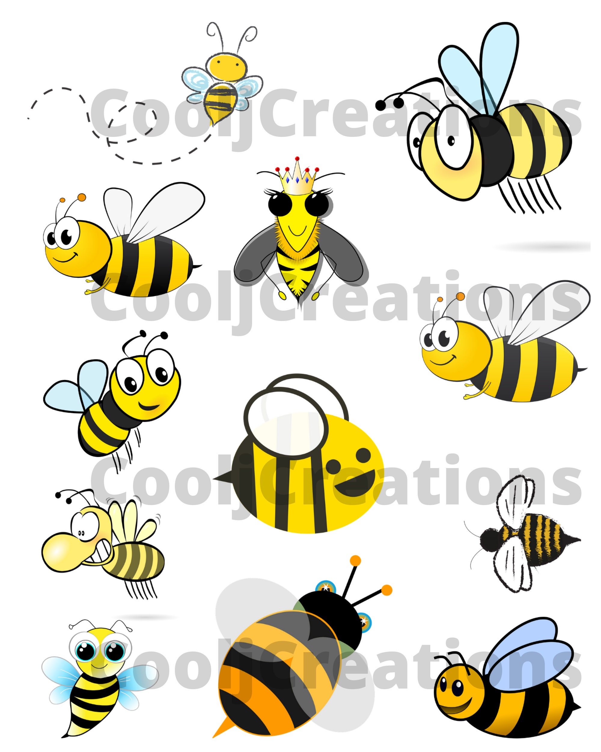 Bees Clip Art, Honey Bee Images, Bee Icons for Scrapbooking, Journals ...