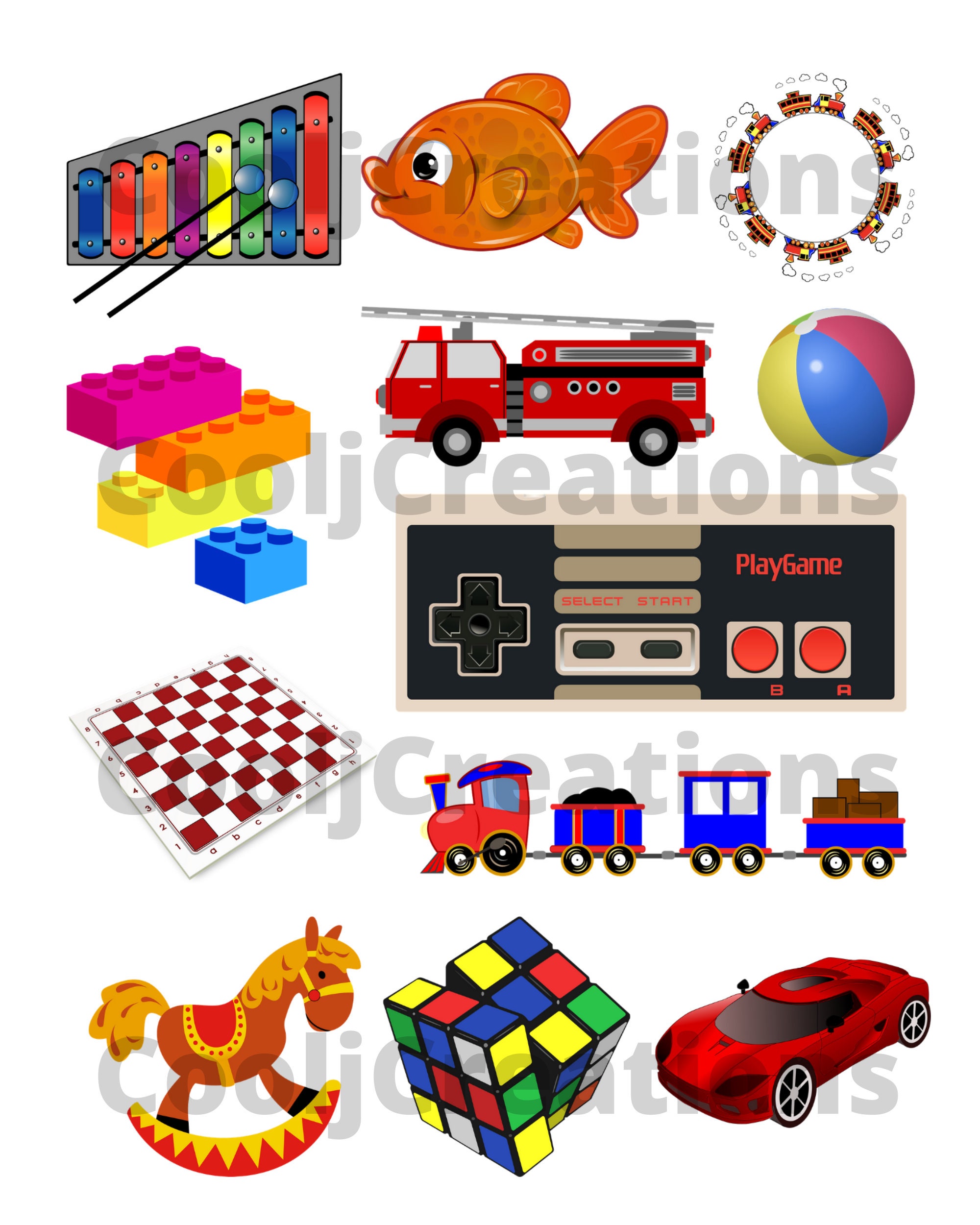 Toys Clipart, Toy Images, Toy Collages for Scrapbooking, Journals and ...