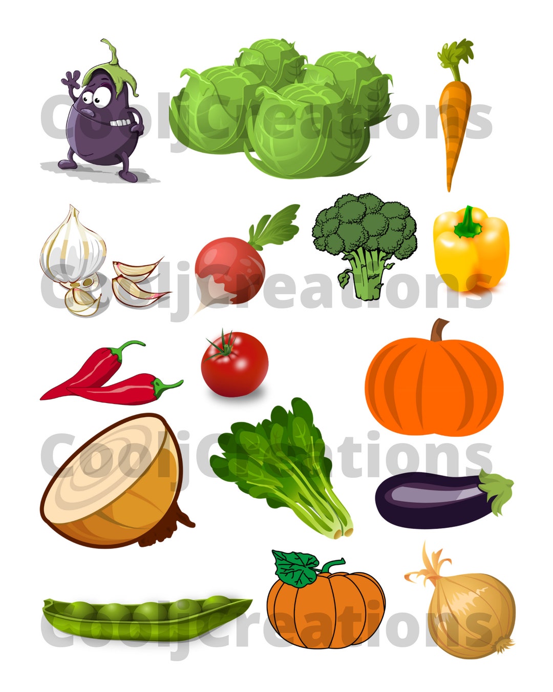 Vegetable Clipart, Veggie Images, Veggie Icons for Scrapbooking ...
