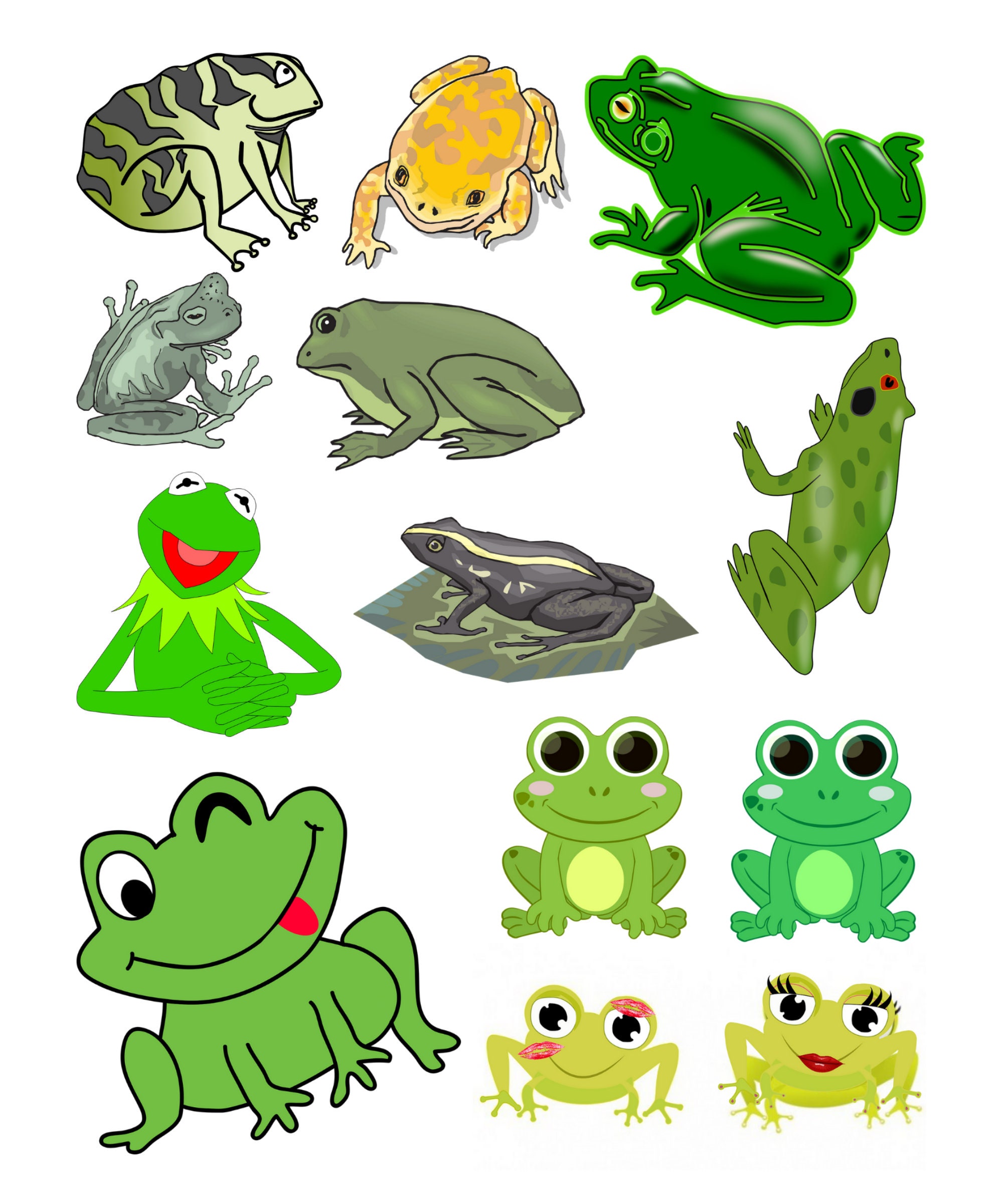Frogs Clipart, Scrapbooking Frogs, Frogs for Arts and Crafts, Instant ...