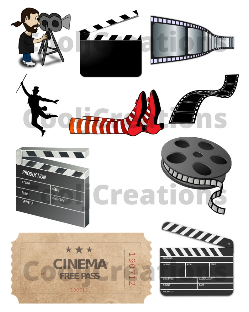 Movie Themed Clipart, Movie Images, Film Icons for Scarpbooking ...