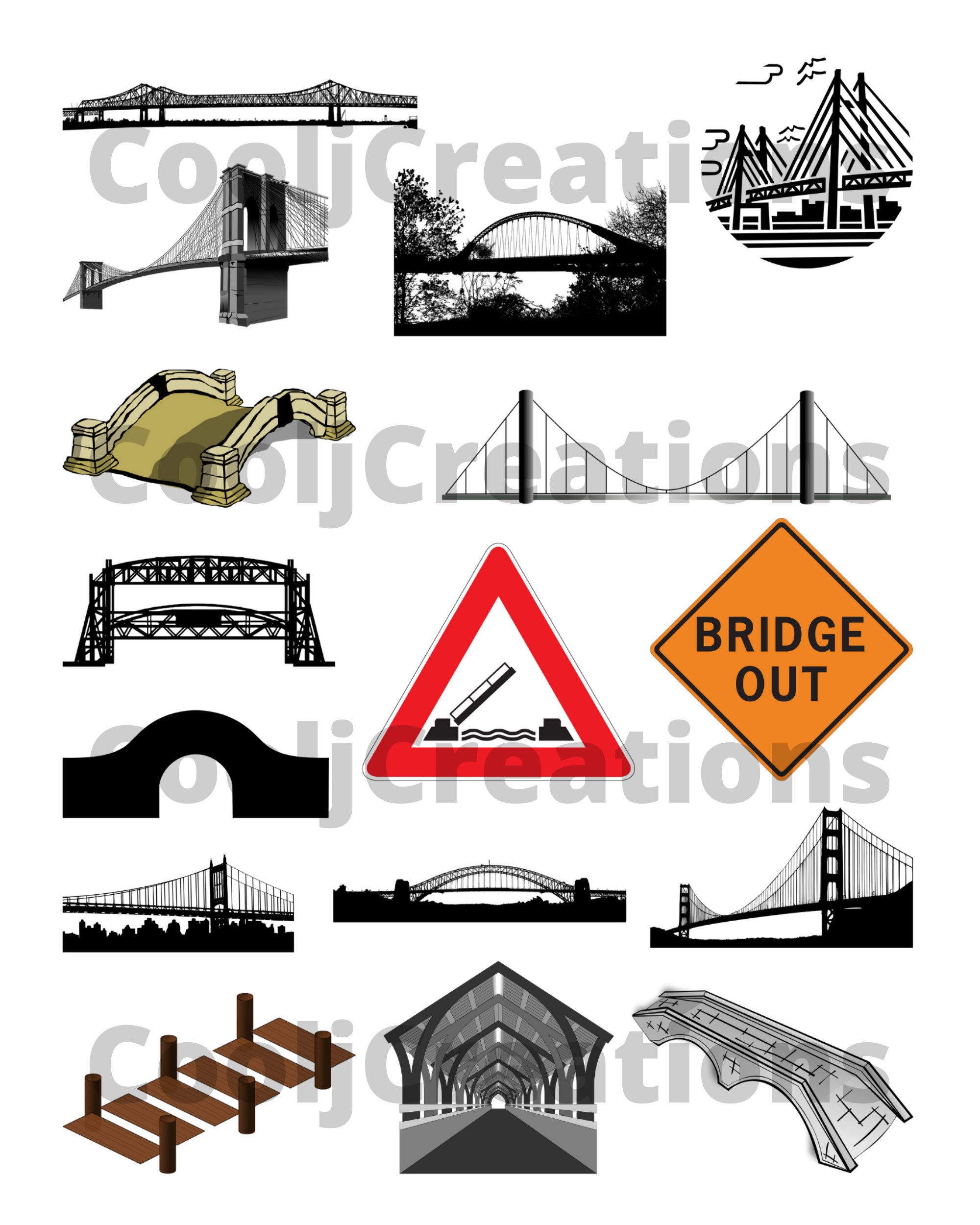 Bridges Clip Art, Bridge Images, Bridge Pictures for Scrapbooking and ...
