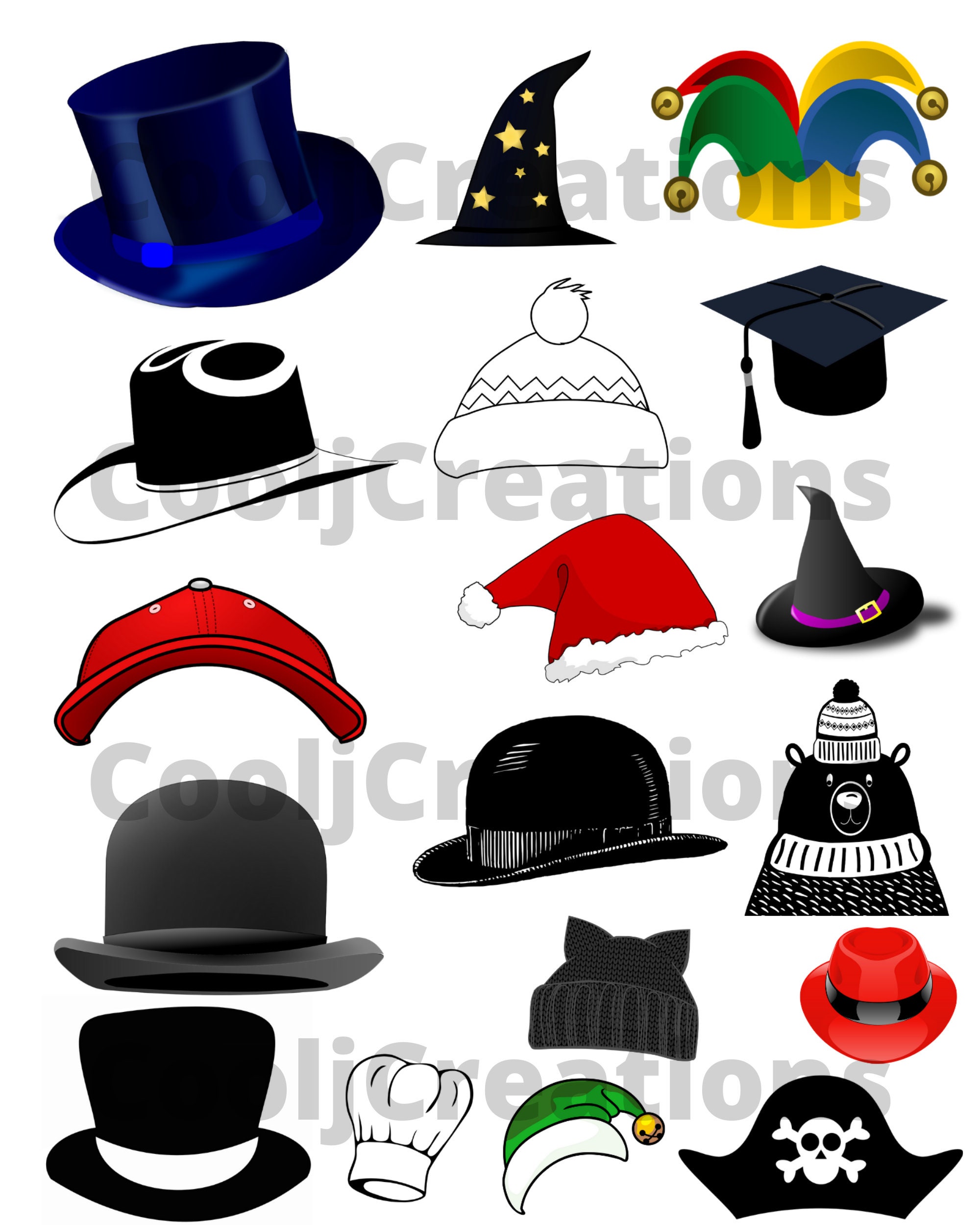 Hats Clip Art Digital Images for Scrapbooks, Journals, Diaries, Crafts ...