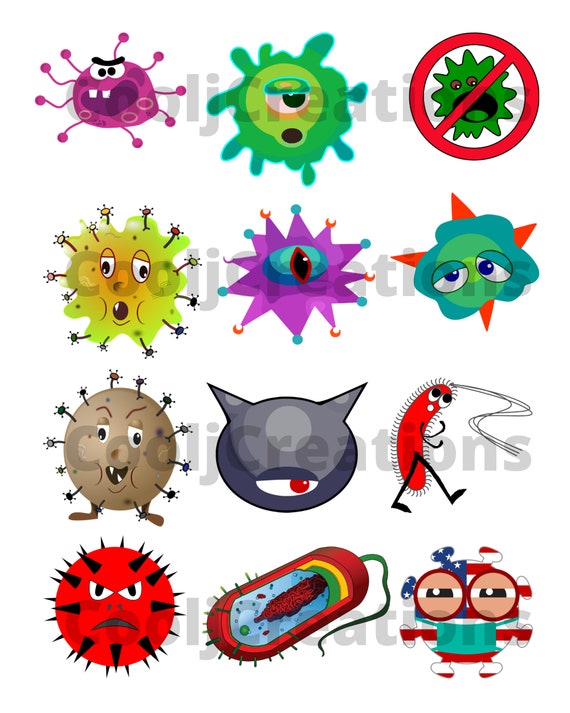 Virus Clip Art Bacteria Icons Germ Images for Scrapbooking | Etsy
