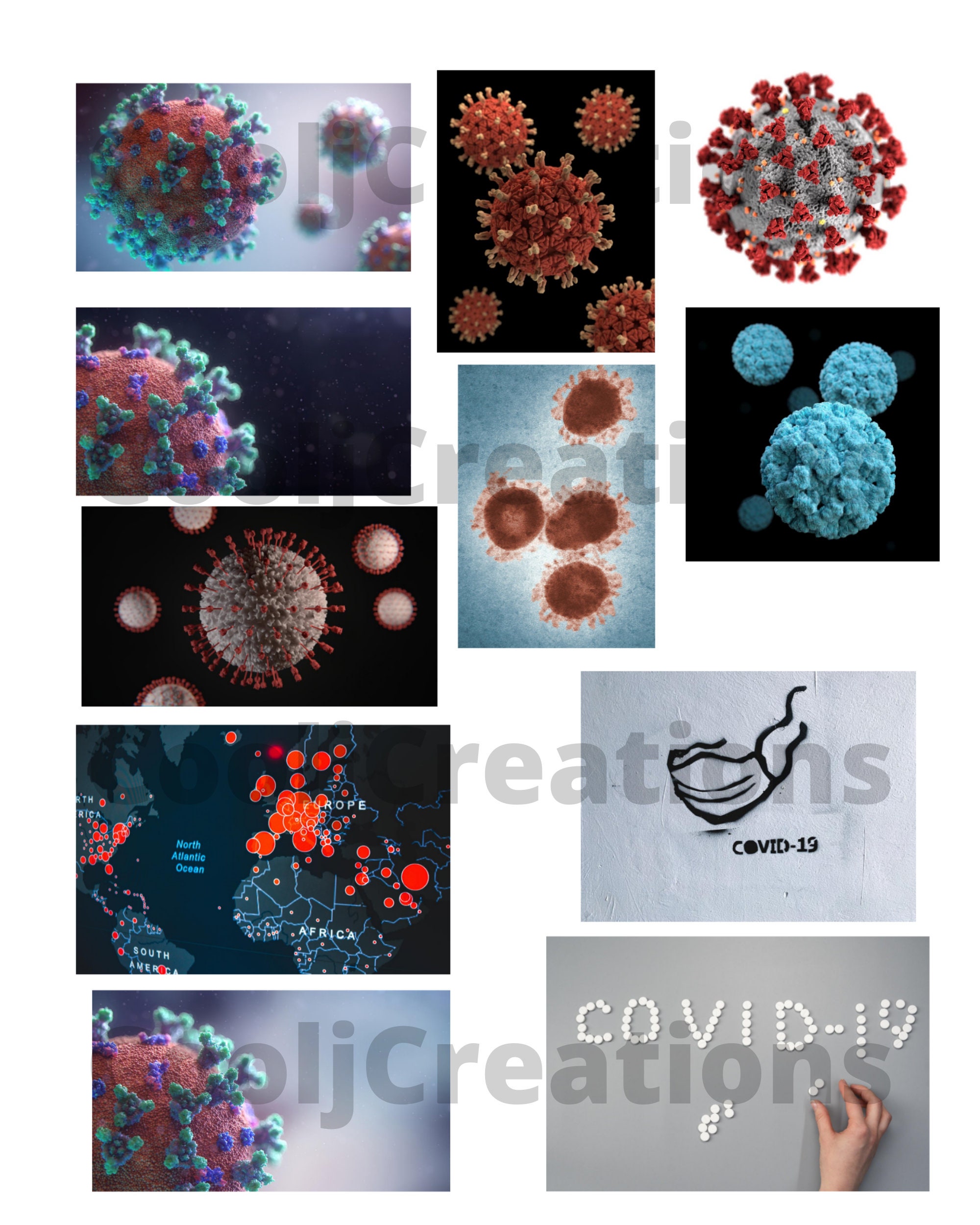 Virus Photo Collage, Covid Pictures, Virus Pictures for Scrapbooks ...