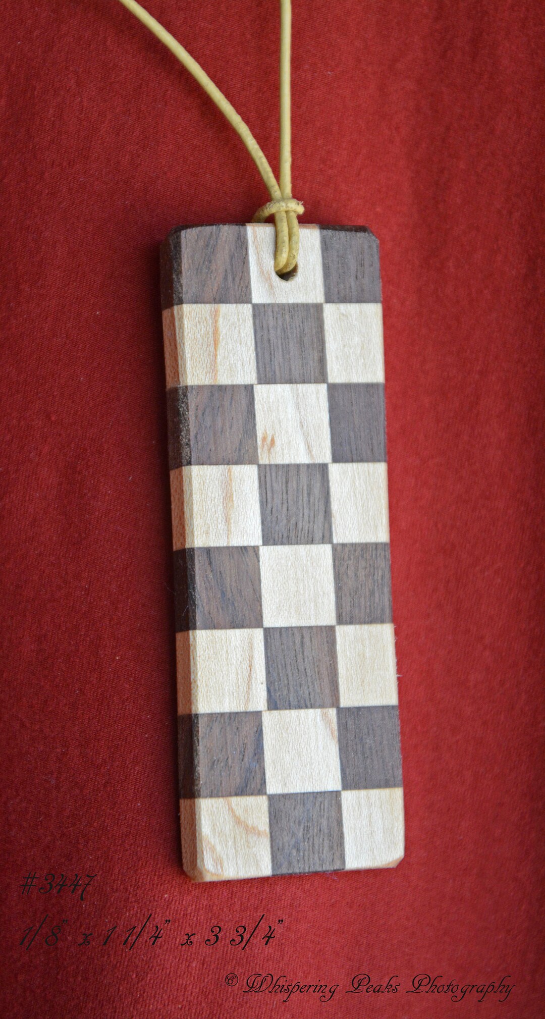 Checkerboard Maple and Walnut Hardwood Pendant #3447 Handcrafted and ...