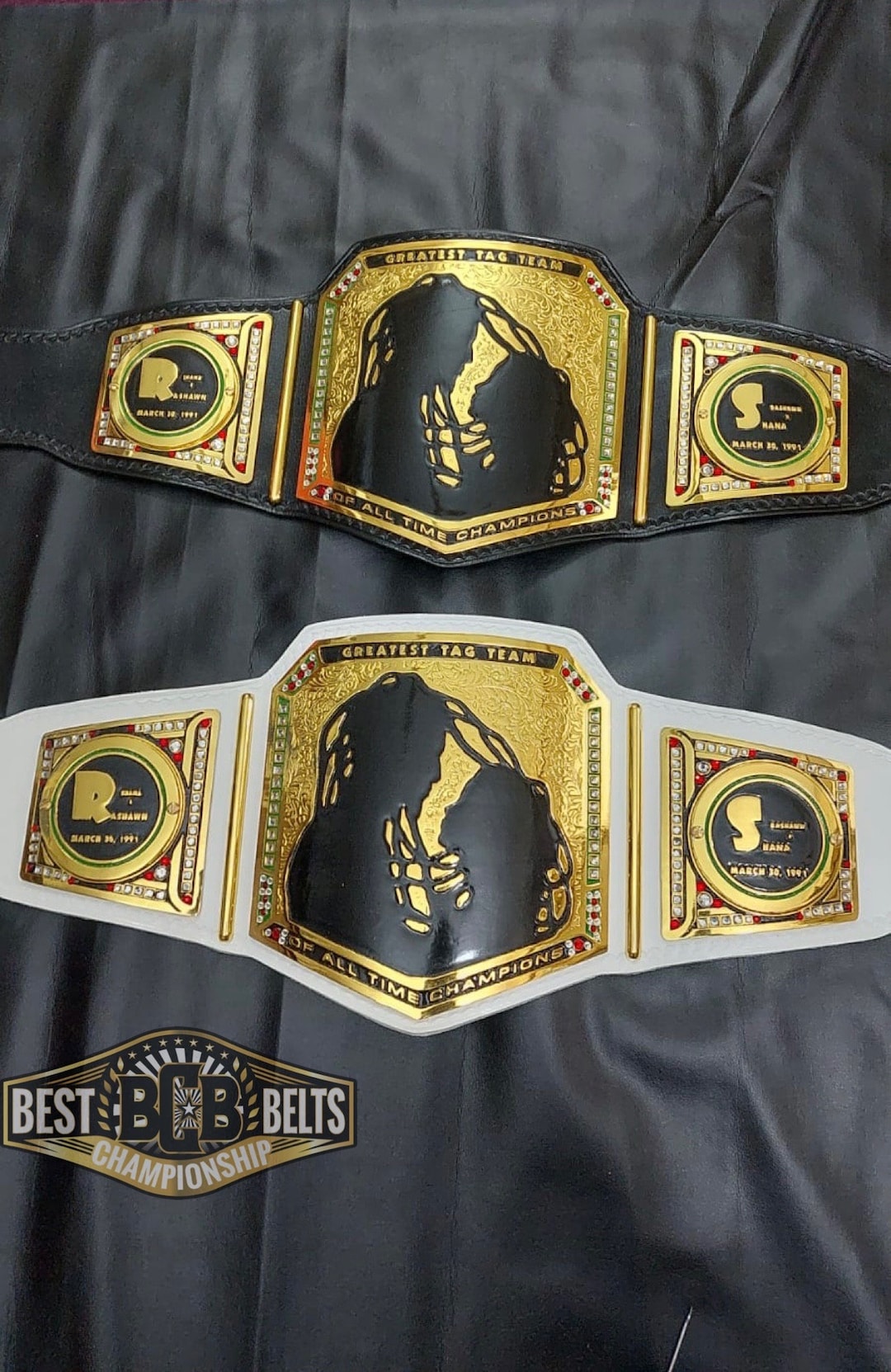 Personalized Tag Team Championship Belts, Couple Portrait, Wedding Gift ...