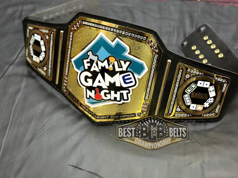 Custom Family Game Night Championship Belt: Hand-tooled Leather Trophy ...