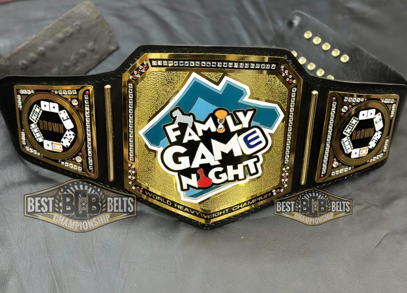Custom Family Game Night Championship Belt: Hand-tooled Leather Trophy ...
