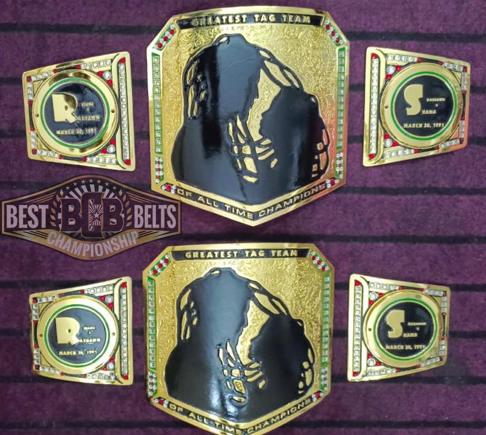 Personalized Tag Team Championship Belts, Couple Portrait, Wedding Gift ...