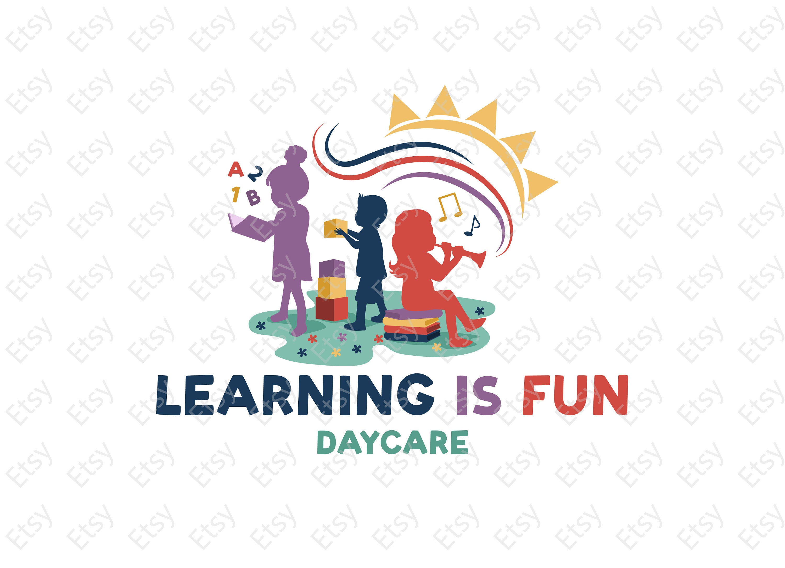Learning Logo Playfull Kids Logo Colorfull Daycare Logo Preschool Logo ...