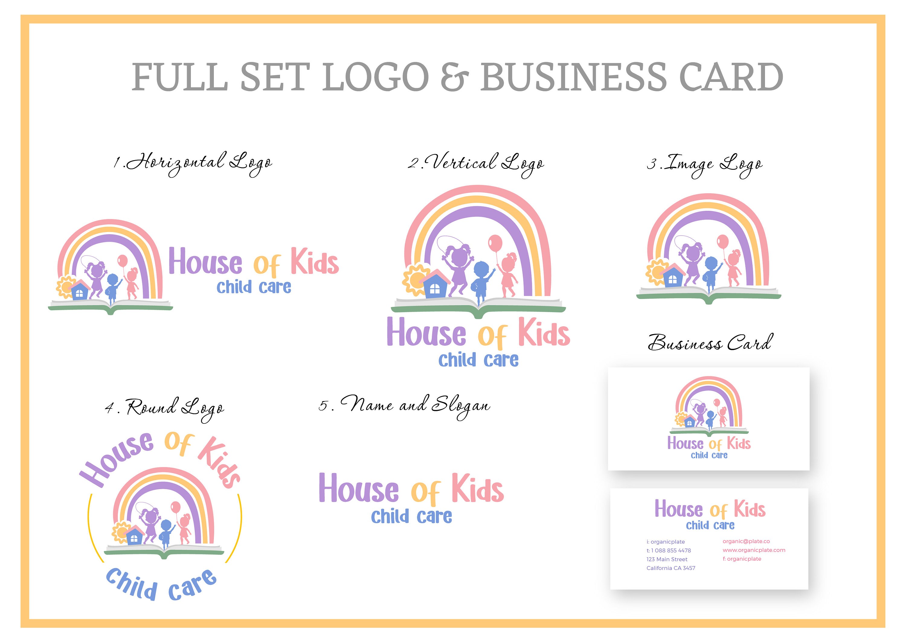 Rainbow Children Logo Sun Child Care Logo Kids Playing - Etsy