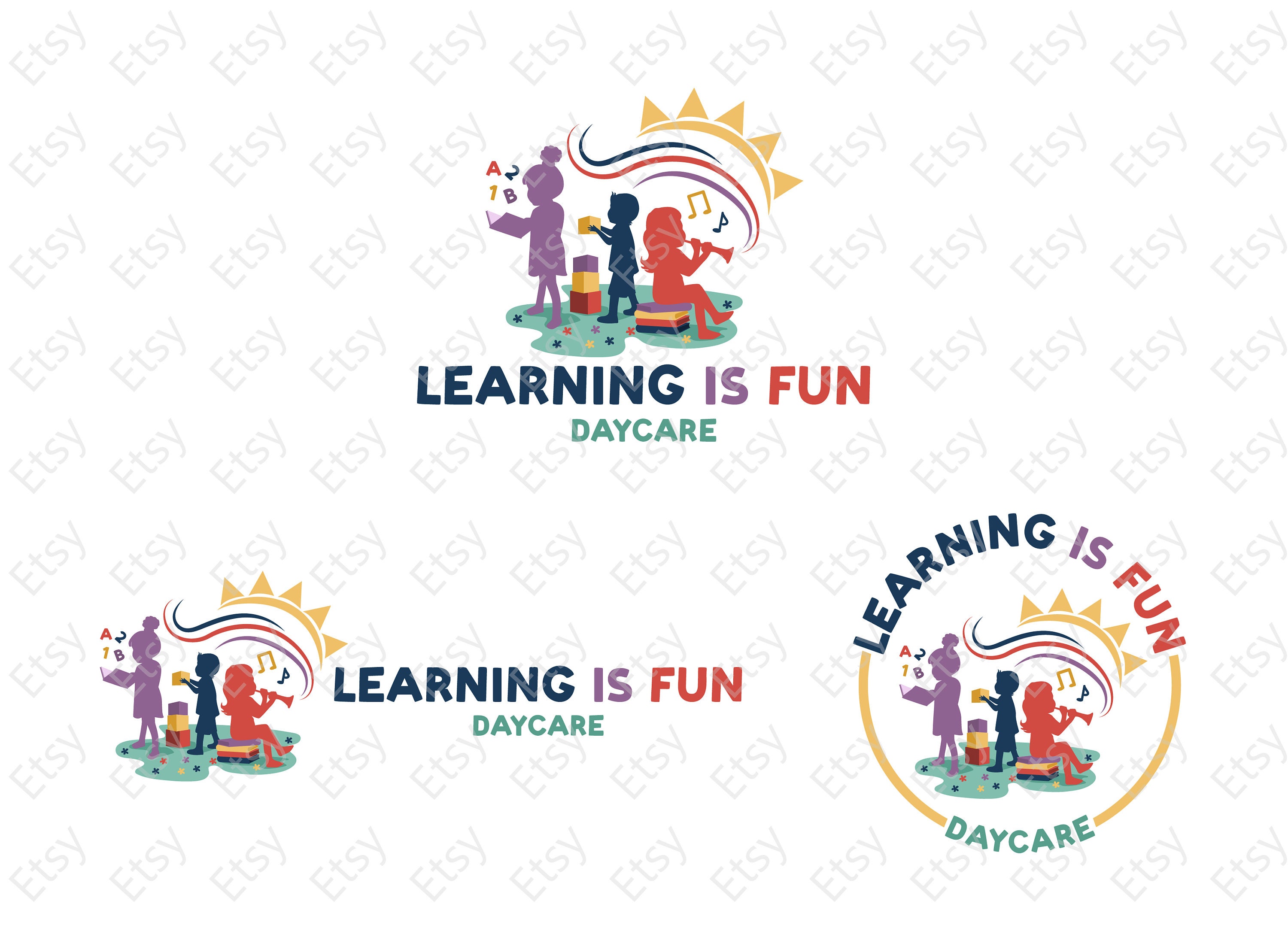 Learning Logo Playfull Kids Logo Colorfull Daycare Logo Preschool Logo ...