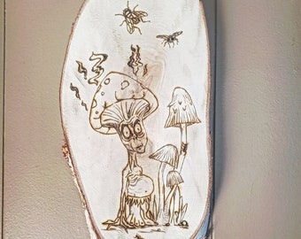 Woodburned Mushroom Art Pyrography - Etsy