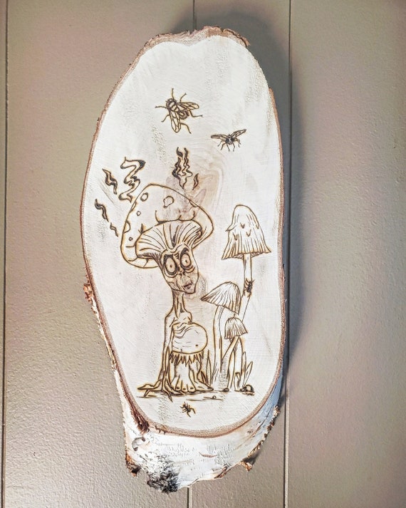Woodburned Mushroom Art Pyrography - Etsy New Zealand