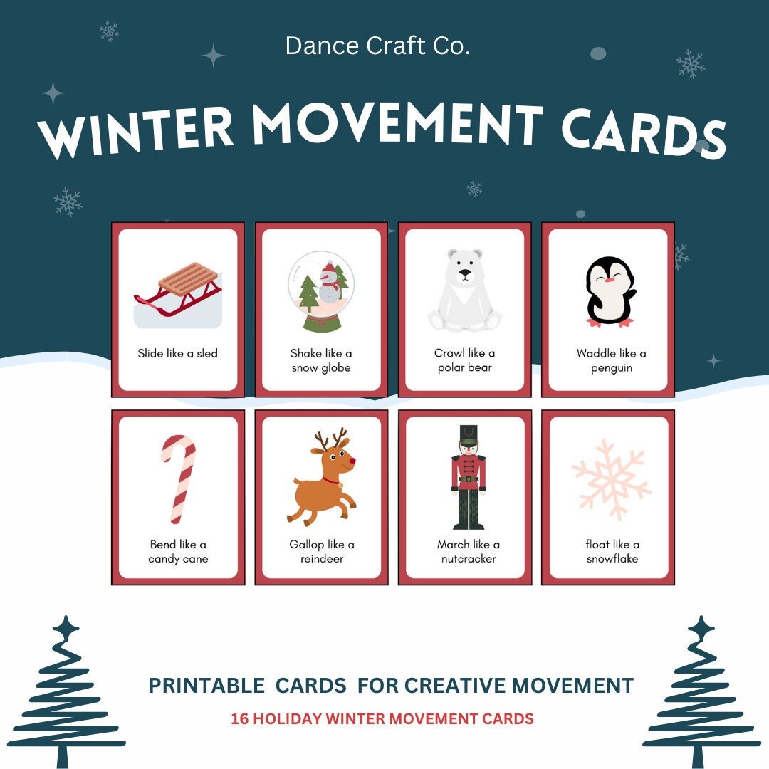 Winter Movement Cards: Printable Movement Cards for Creative Dance - Etsy