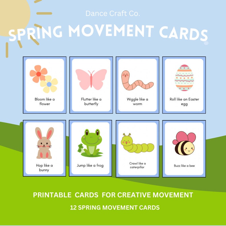 Spring Movement Cards: Printable Movement Cards for Creative Dance - Etsy