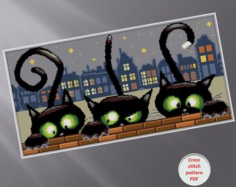 THREE CATS AGO Modern Counted Cross Stitch Pattern Pdf Instant Download ...