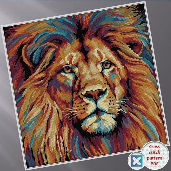 Lion Cross Stitch - Etsy