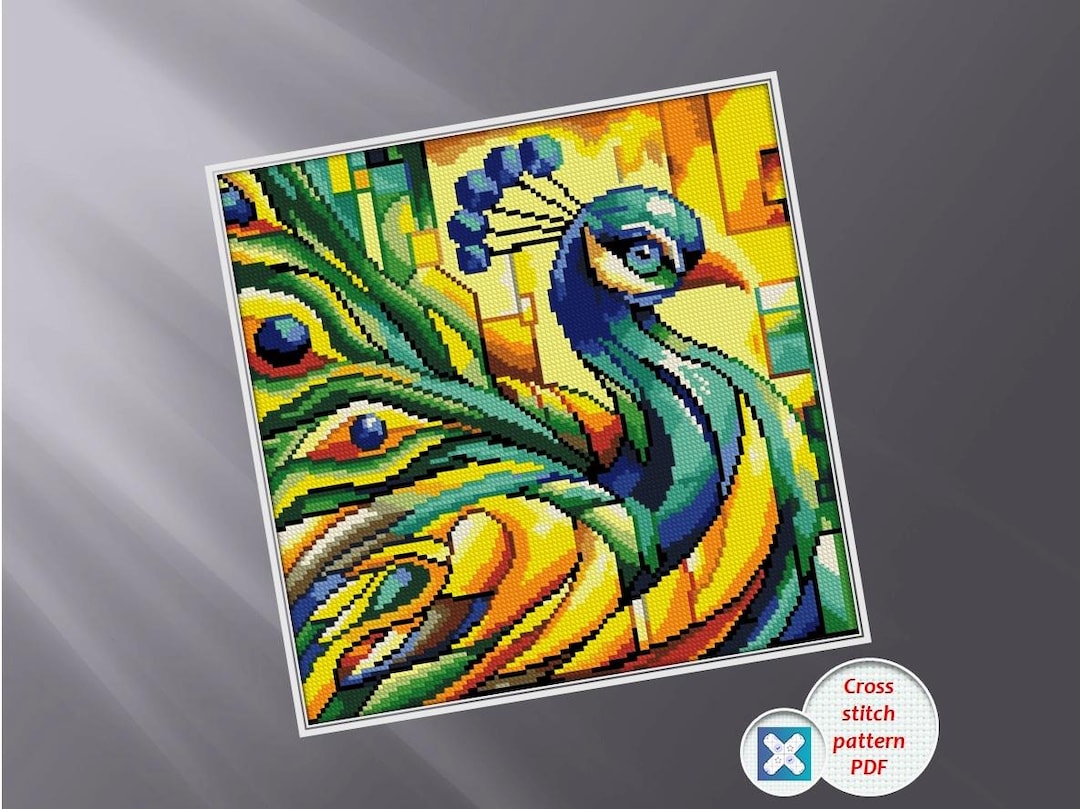 Colorful Peacock. Counted Cross Stitch, Cross Stitch Pattern ...