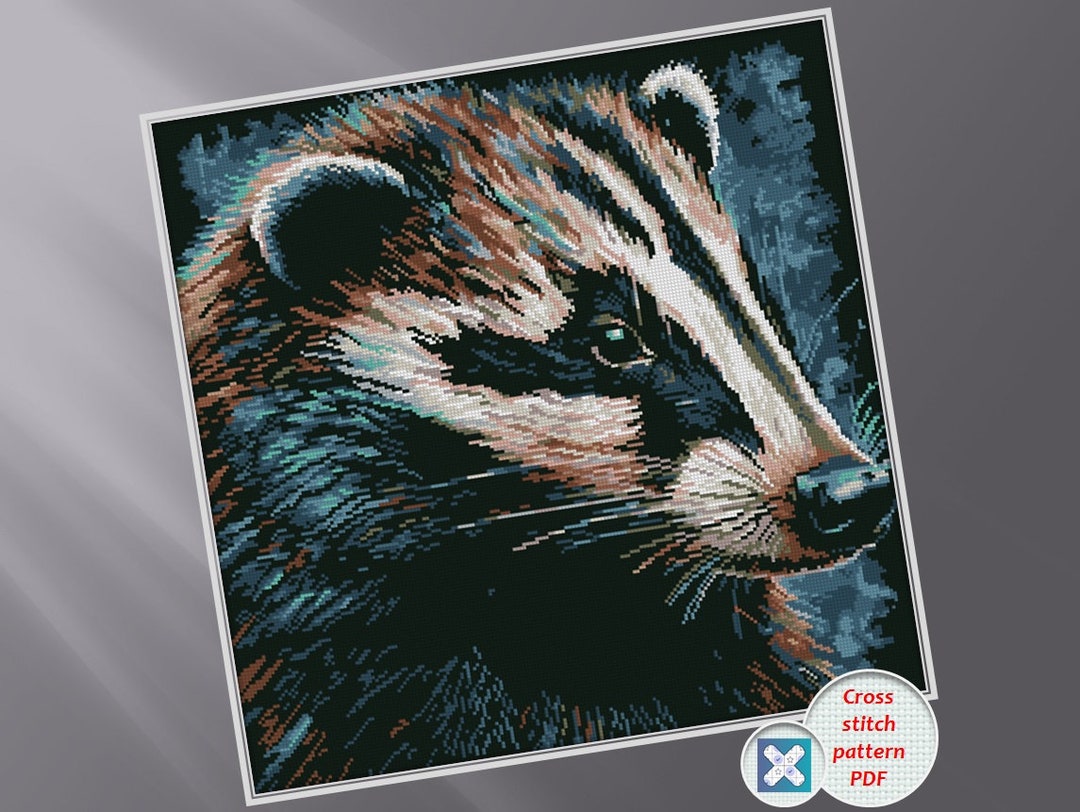 Colorful Fancy Badger. Cross Stitch Pattern, Counted Cross Stitch, PDF ...