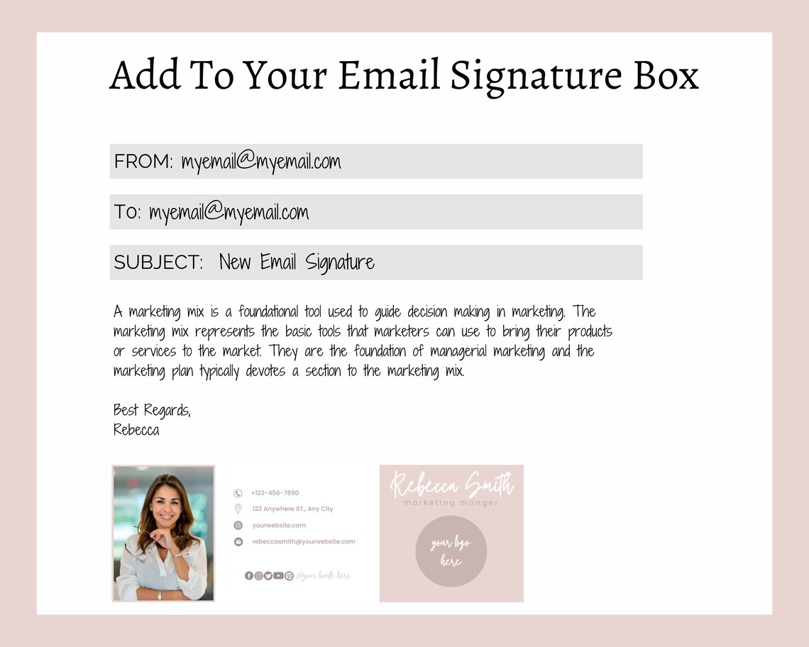 Email Signature Template Canva Editable Email Signature Blush Email ...