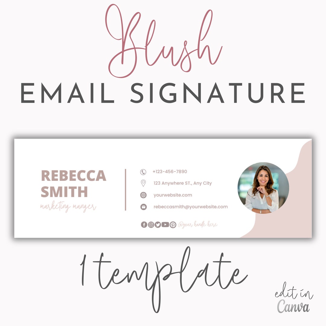 Email Signature Template Canva Editable Email Signature Blush Email ...