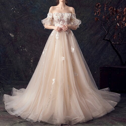 Champagne Color Wedding Gown Handmade Wedding Dress - Etsy