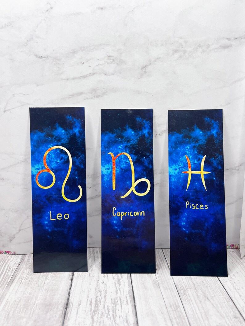 Zodiac Sign Galaxy Bookmark Laminated Round Corners Square Corners - Etsy