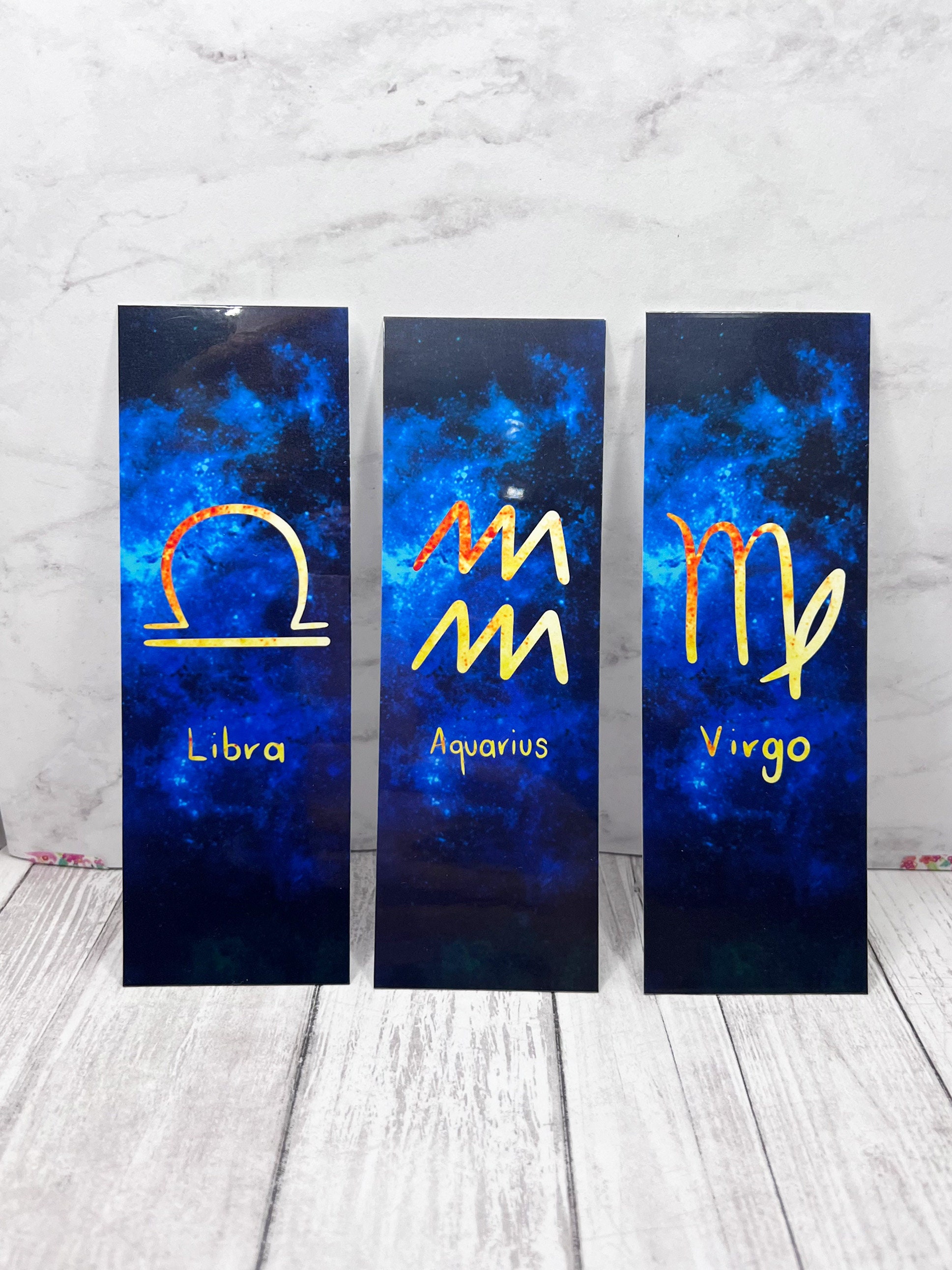 Zodiac Sign Galaxy Bookmark Laminated Round Corners Square - Etsy