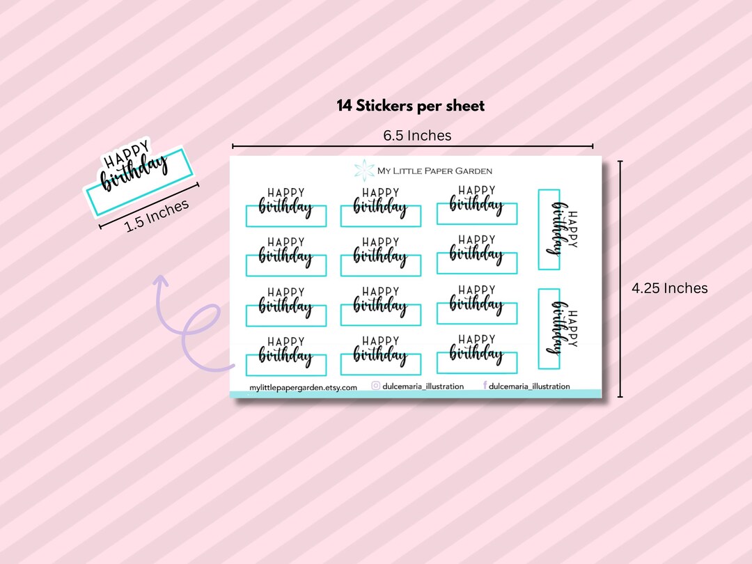 Happy Birthday Stickers Labels for Planner Calendar Single Color - Etsy