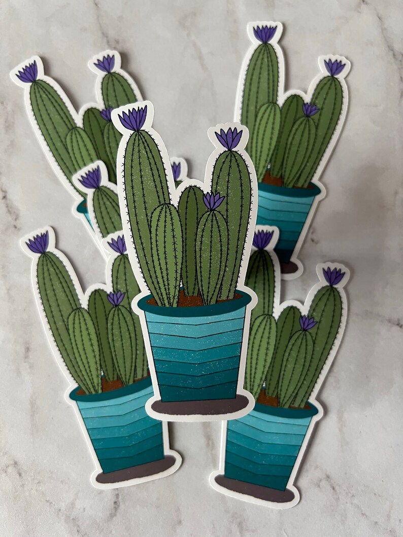 Potted Cactus Vinyl Sticker - Etsy