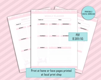 Pink Digital/printable Weekly Planner Pages Bundle 19 Sheets - Etsy