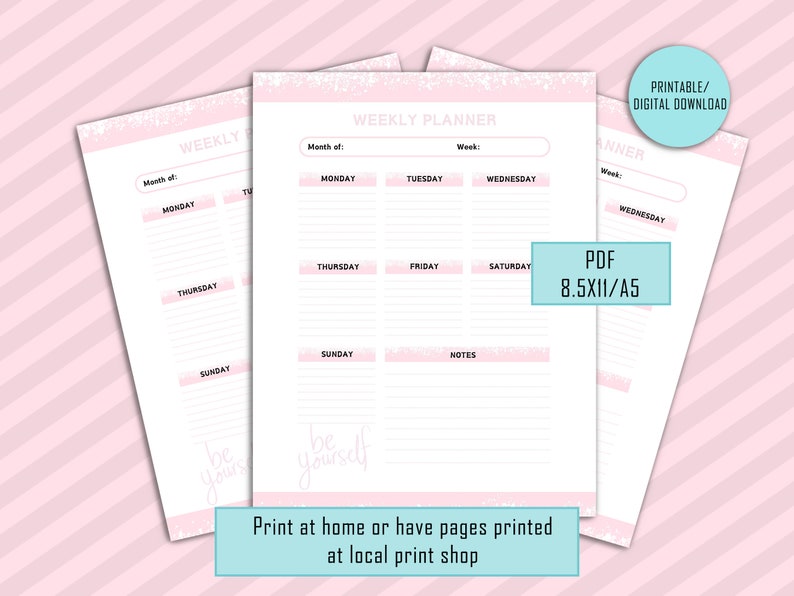 Pink Weekly Planner Printable - Etsy