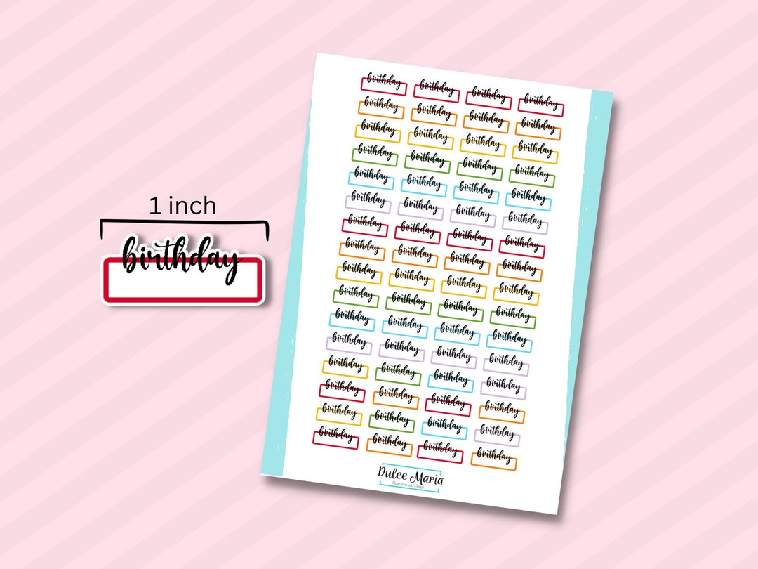 Happy Birthday Labels for Calendar Planner Colorful Rainbow Vibrant ...