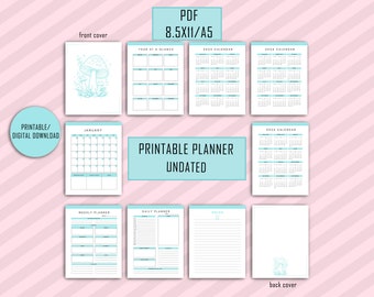 2024 Retro Mushroom Planner Printable, Daily, Month at a Glance, Retro ...