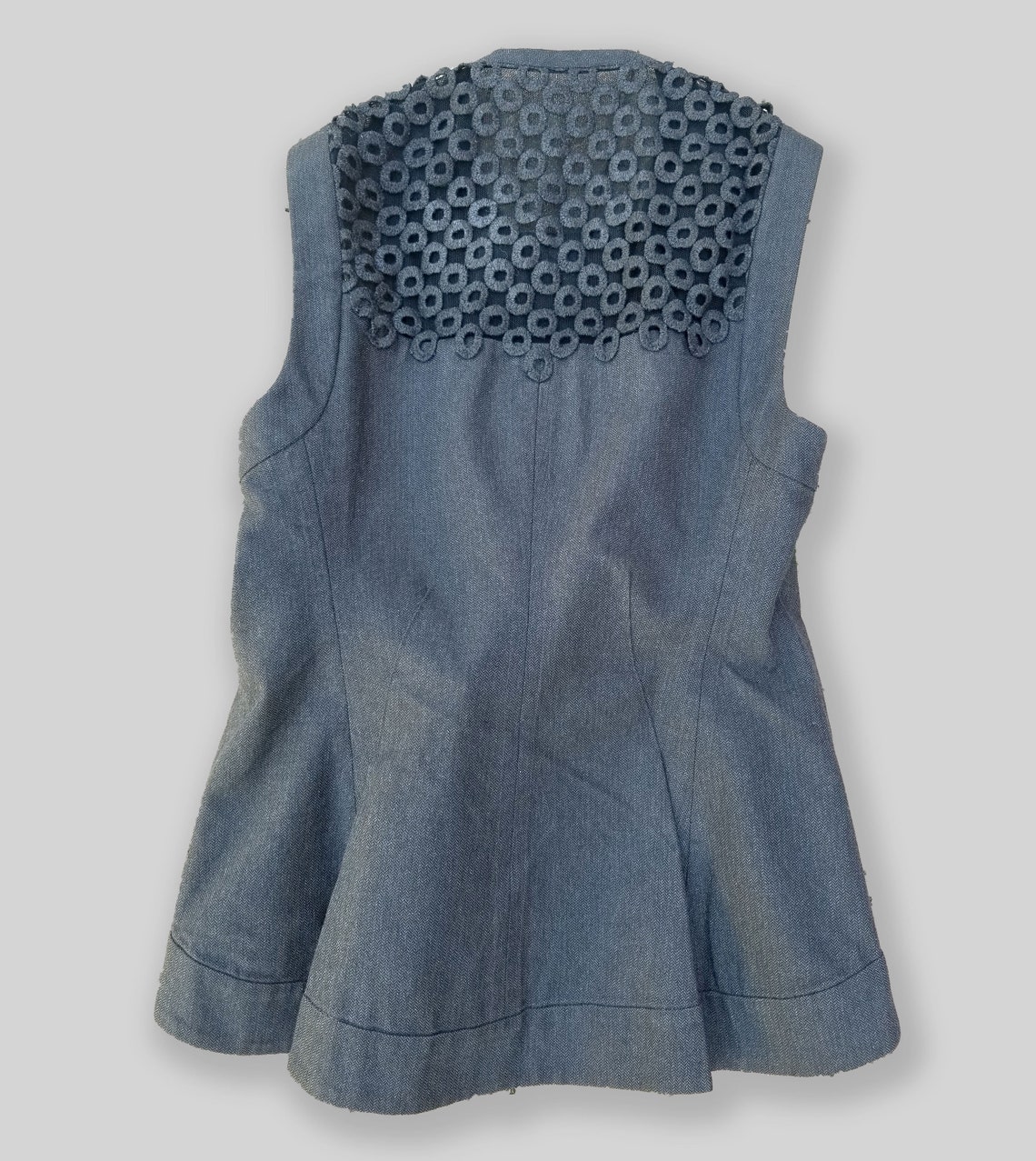 Gray Cotton Vest, Made of Italian Fabric, Heavier Cotton Crochet ...