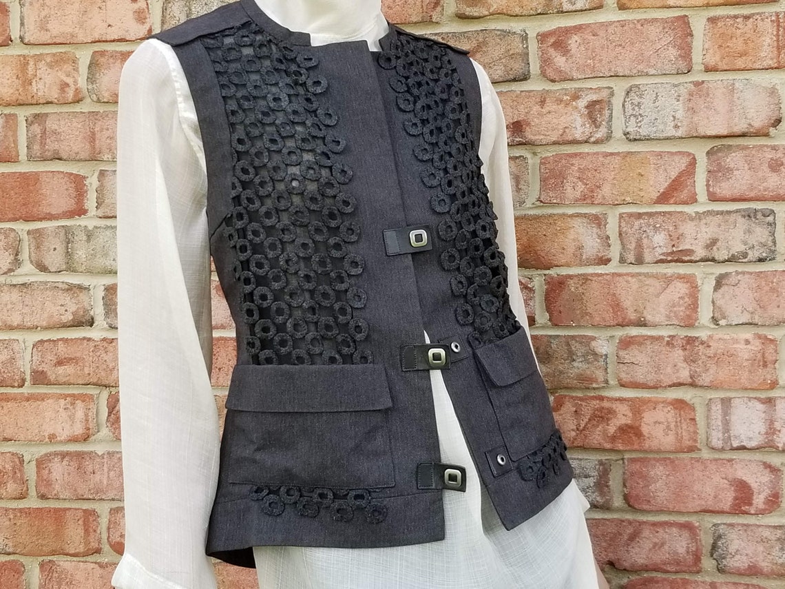 Gray Cotton Vest, Made of Italian Fabric, Heavier Cotton Crochet ...