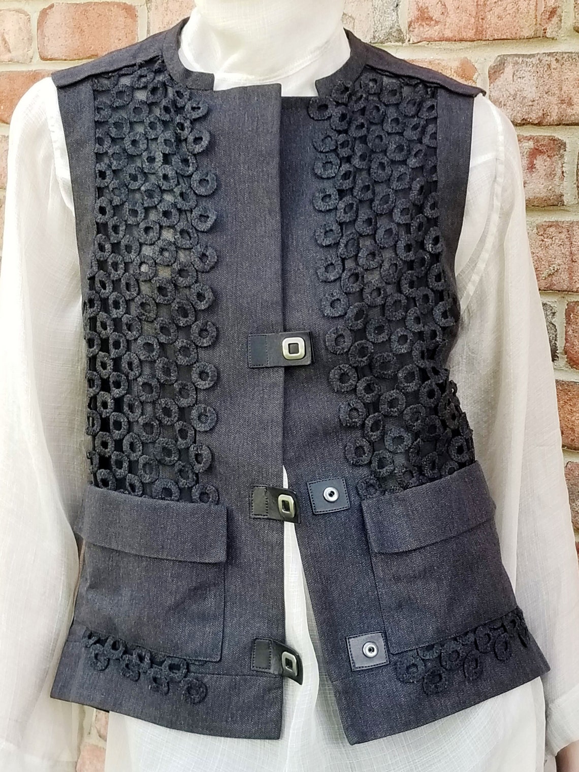 Gray Cotton Vest, Made of Italian Fabric, Heavier Cotton Crochet ...