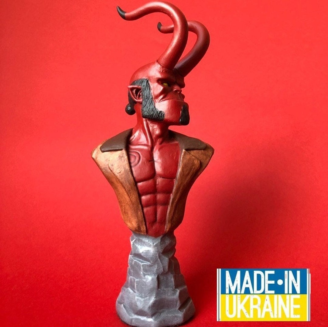Hellboy Figurine / Hellboy Bust/ Hellboy Decor Doll/ Demon With Horns ...
