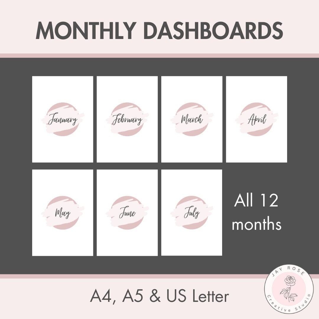 Planner Dashboards Monthly, Schedule Dashboards, Planner Inserts ...