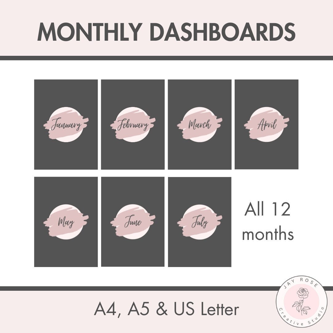 Planner Dashboards Monthly, Schedule Dashboards, Planner Inserts ...