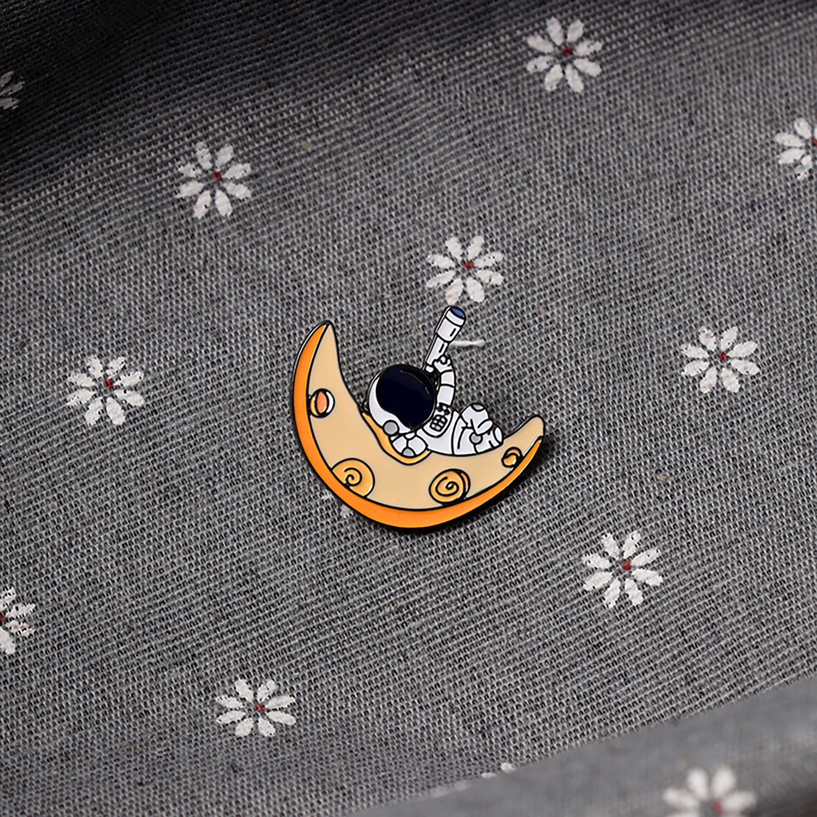 Astronaut Moon Enamel Pin Handmade Metal Enamel Pins Set Etsy