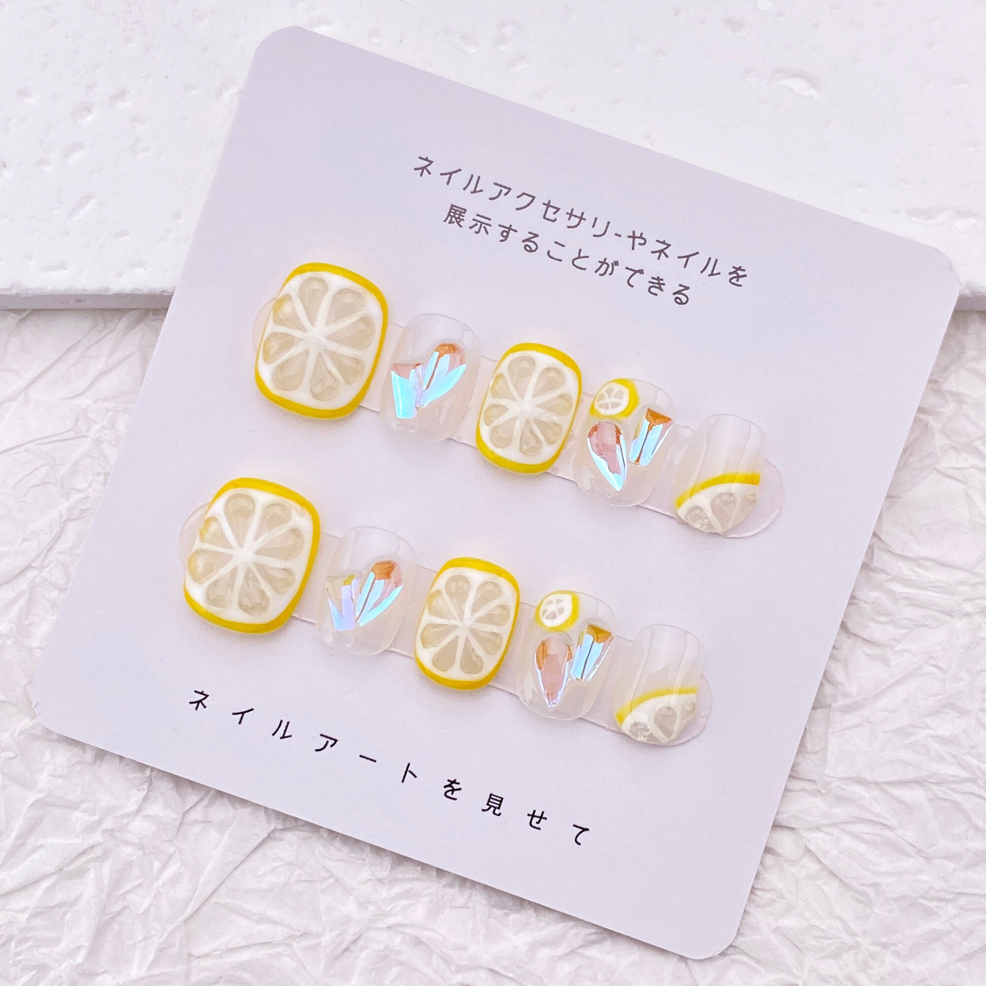 Cute Short Lemon Nails/kawaii Fruit Nail Designs/summer Light - Etsy