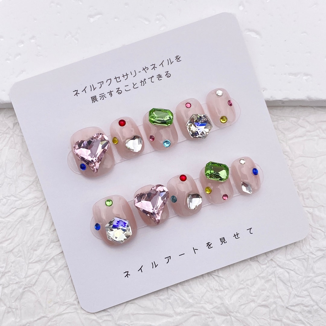 Luxury Colorful Rhinestone Nails /kawaii Cute Press on Nails/teenage ...