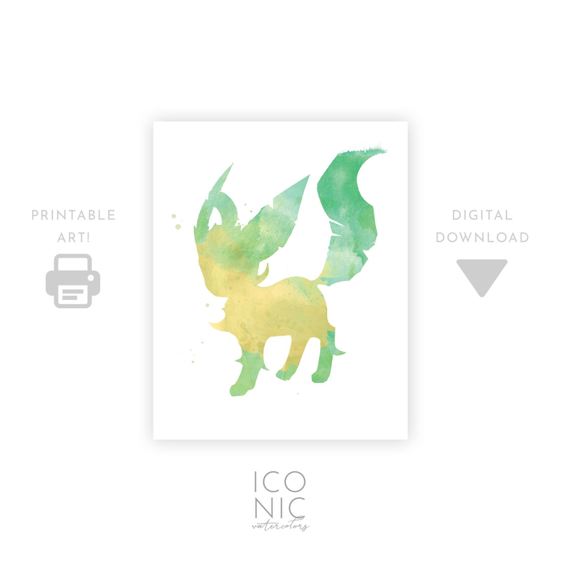Eeveelution Printable POKE Print Watercolor Digital | Etsy