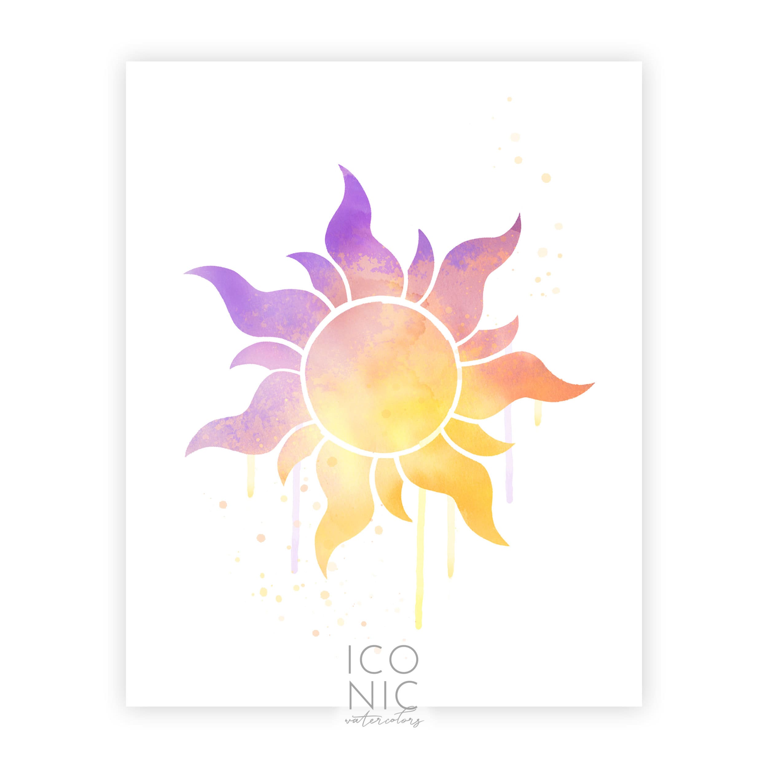 Magical Sun Printable Rapunzel Digital Download Watercolor - Etsy