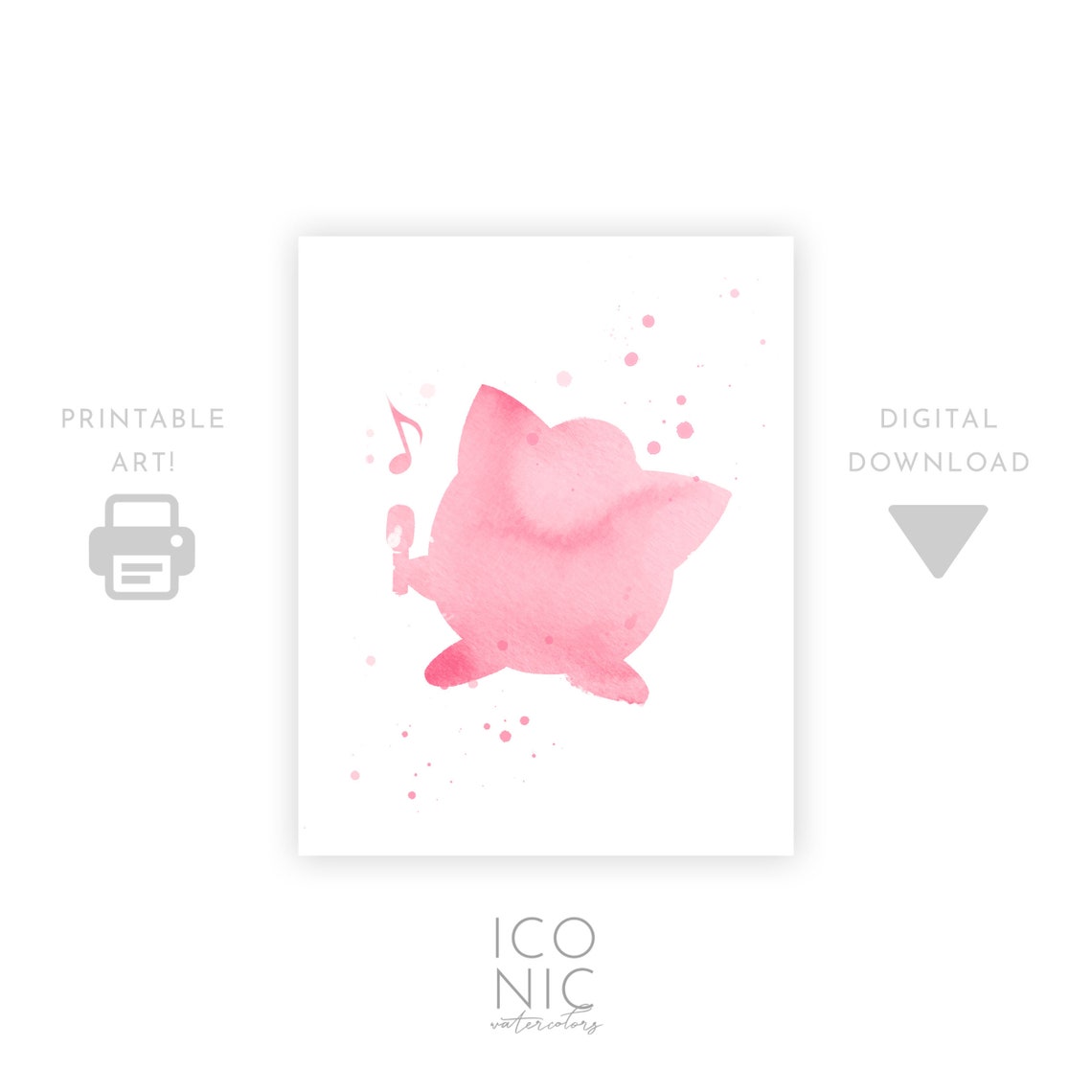 Pink Printable Print Digital Download Wall Art Watercolor | Etsy